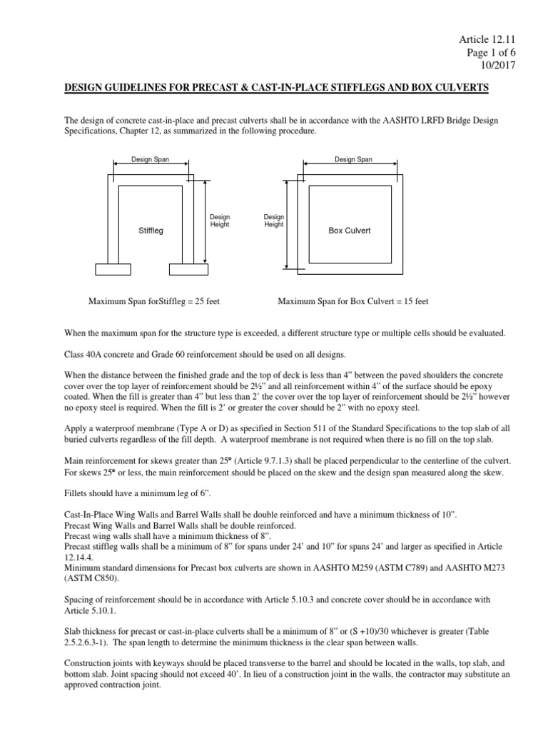 Design Guidelines for Box Culverts | PDF | Beam (Structure) | Precast Concrete