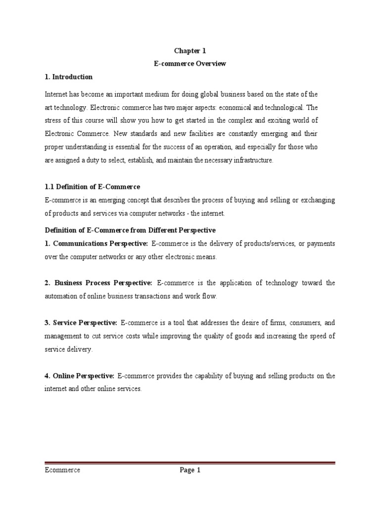 E-Commerce Chapter 1 | PDF | E Commerce | Online Shopping