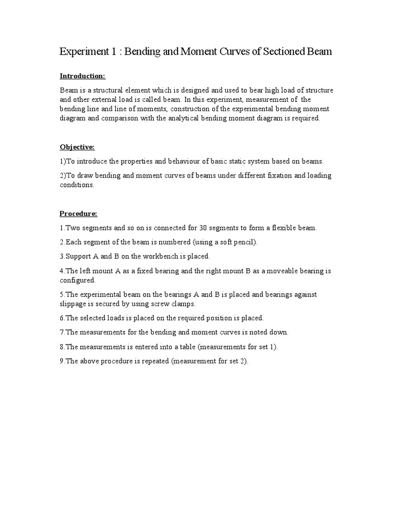 Beam Bending and Moment Analysis | PDF | Beam (Structure) | Bending