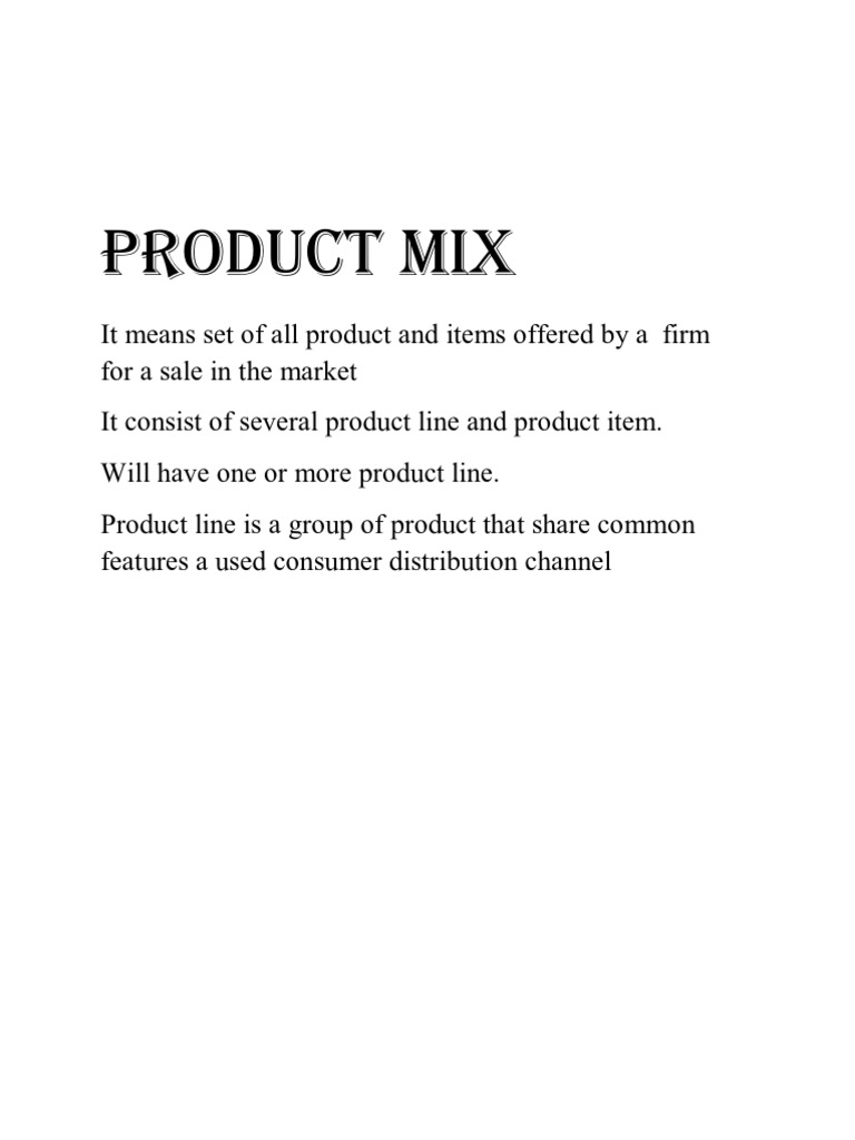 Product Mix | PDF