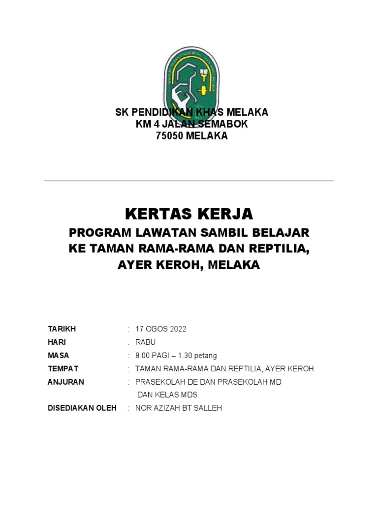 KERTAS KERJA TAMAN RAMA-RAMA 2022 Kemaskini 2 | PDF