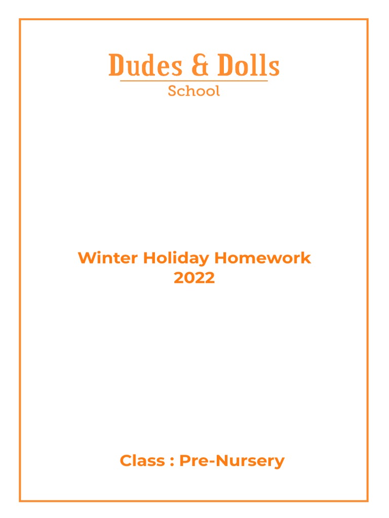 Holiday Homework Pre-Nursery Worksheet | PDF | Behavioural Sciences | Behavior Modification