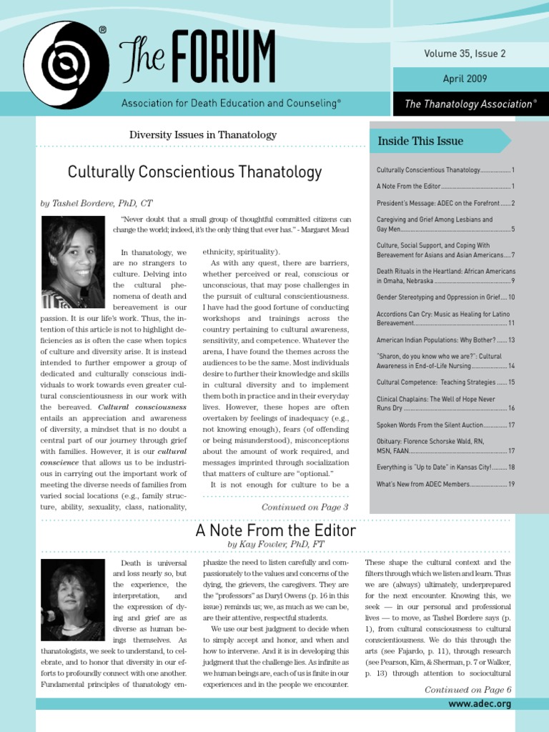 Cultrually Conscientious Thanatology - Class 3 Document | PDF | Grief ...