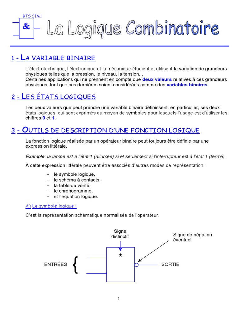 Logique combinatoire et symboles logiques | PDF | Logique | Algèbre de ...