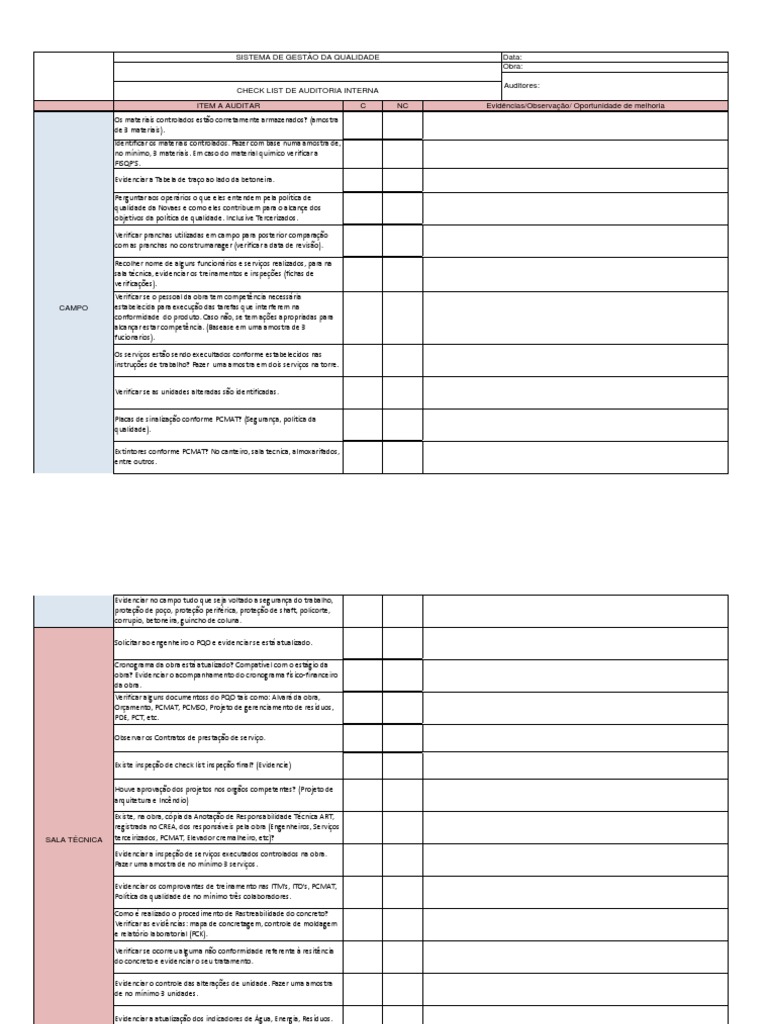 Check List-Auditoria Interna - Obra | PDF | Química Check List-Auditoria Interna - Obra | PDF | Química