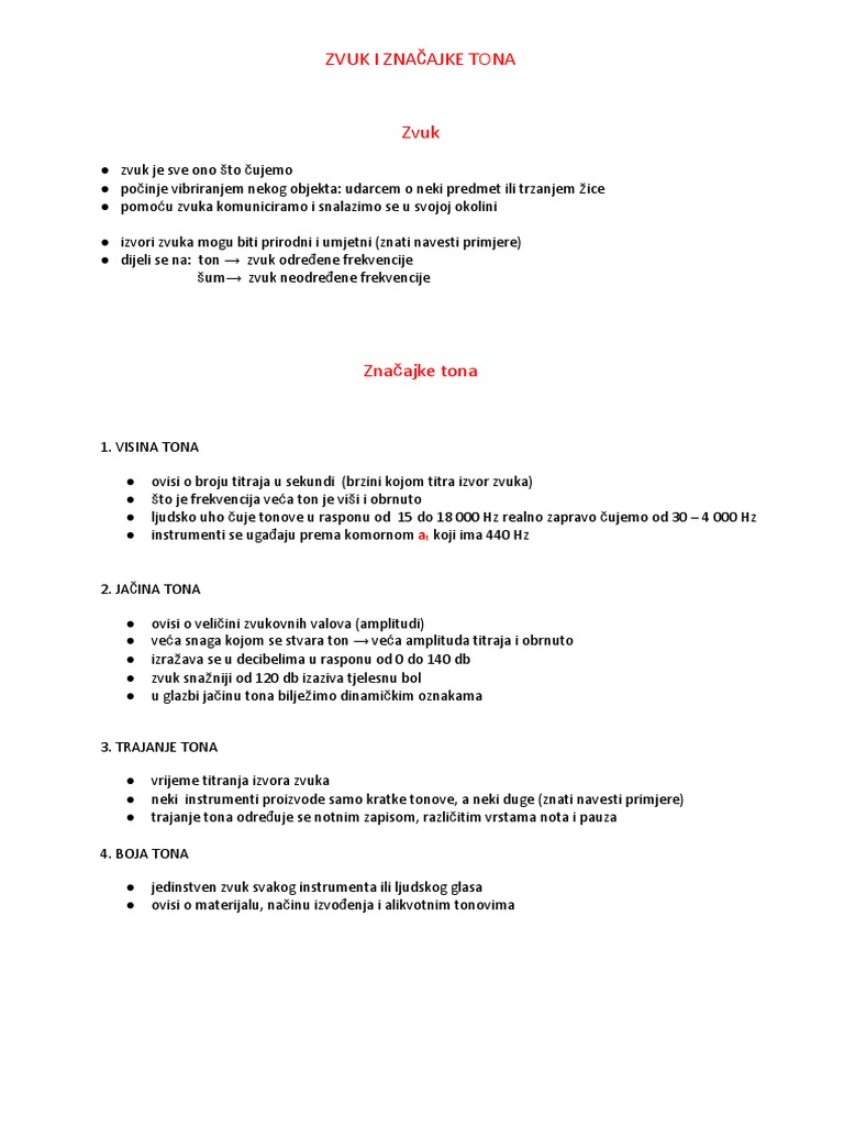 Zvuk I Značajke Tona | PDF