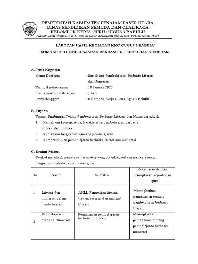 Laporan Hasil Kegiatan | PDF
