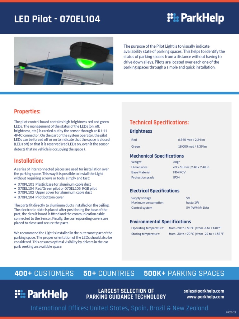 EN Pilot - Ultrasonic Spec Sheet | PDF | Light Emitting Diode ...