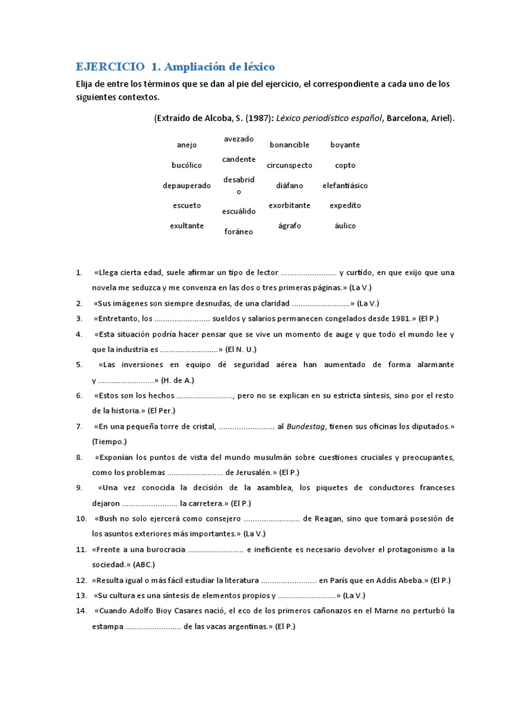 Léxico 1 - Proformas HABER | PDF