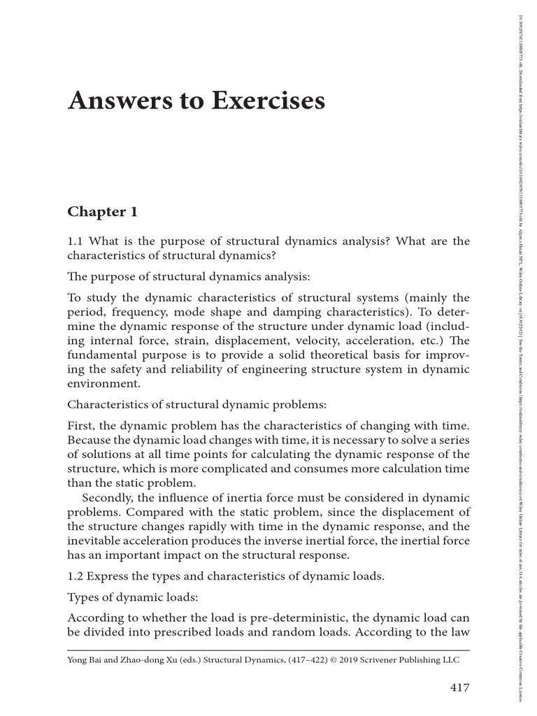 Structural Dynamics - 2019 - Bai - Answers To Exercises | PDF | Damping ...