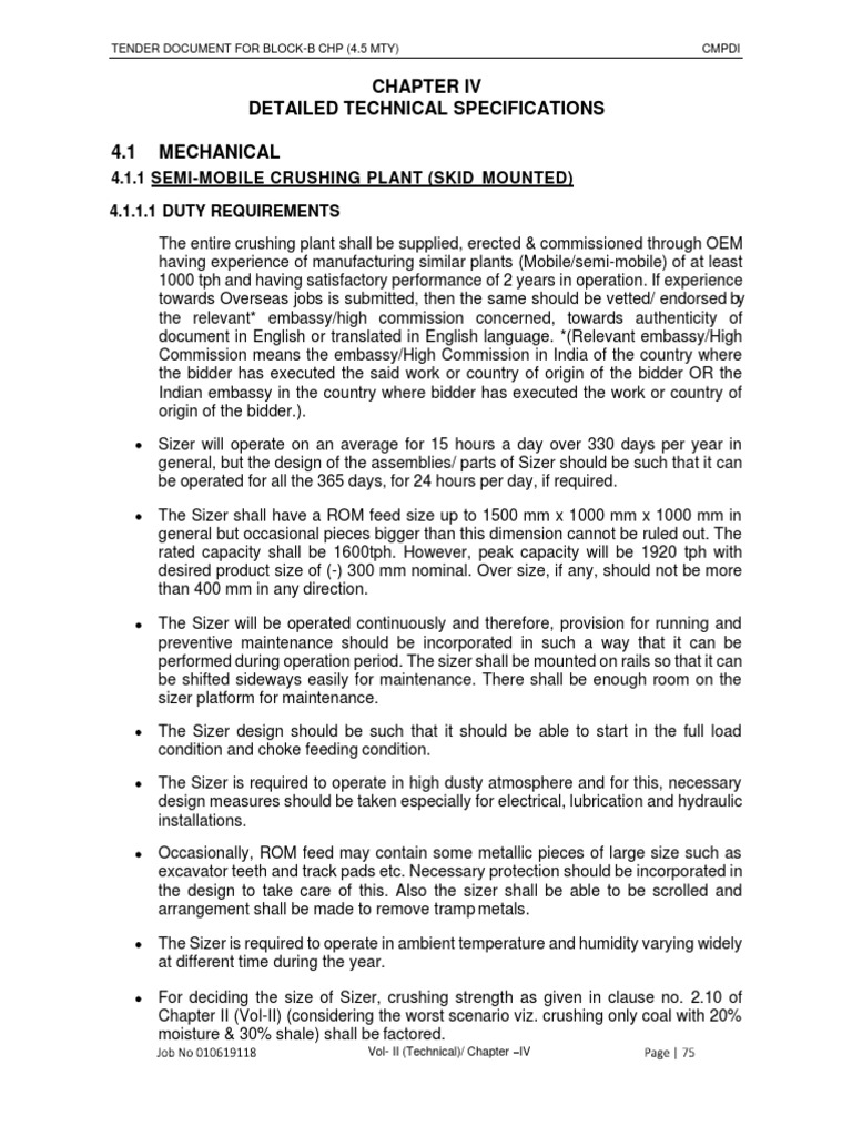 Tech Details For Semi Mobile Crushing System | PDF | Bearing (Mechanical) | Forging