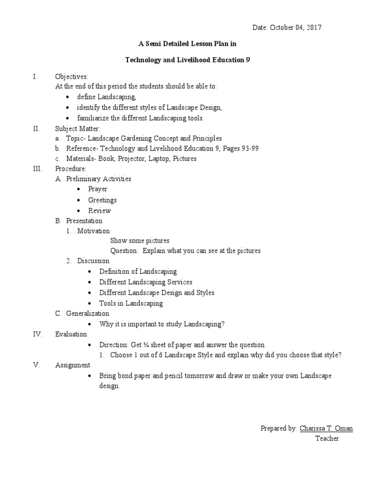 Lesson Plan TLE | PDF