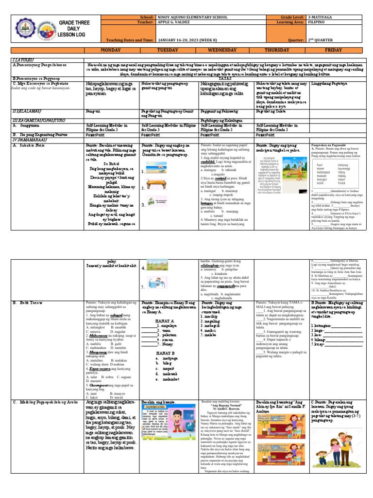 DLL Filipino-3 q2 Week 8 | PDF