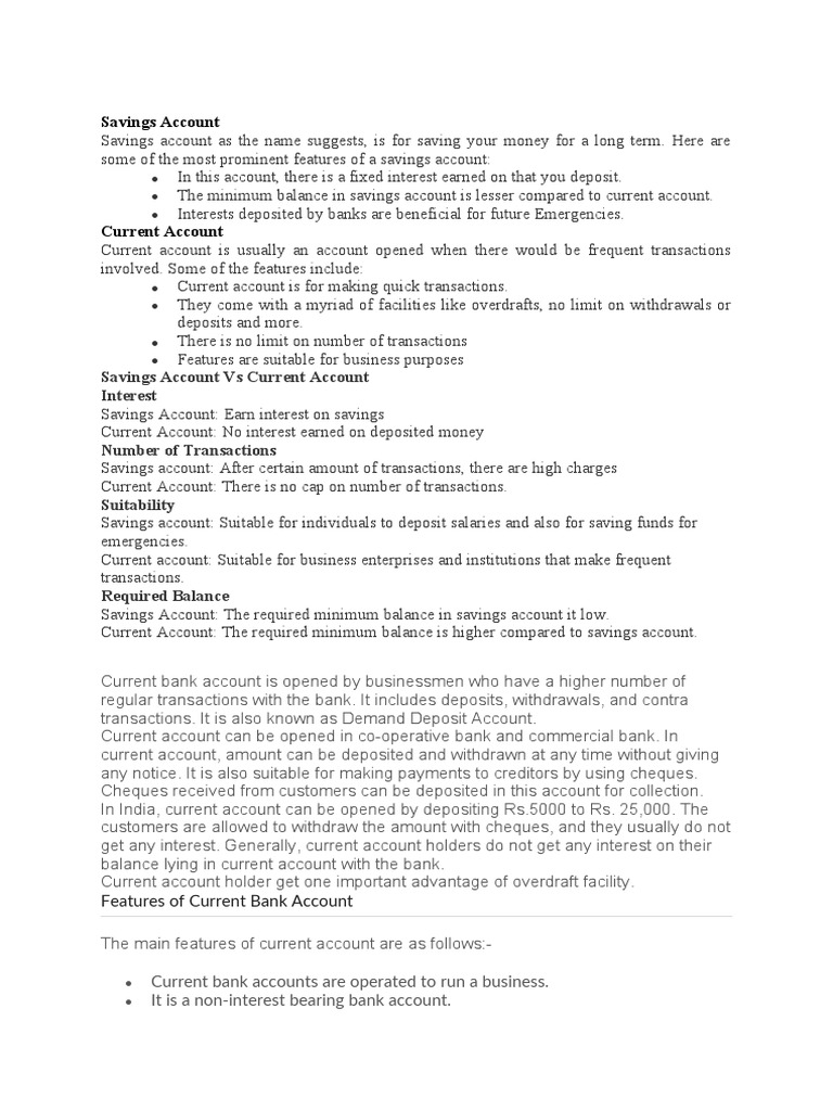 Current Account | PDF | Transaction Account | Banks