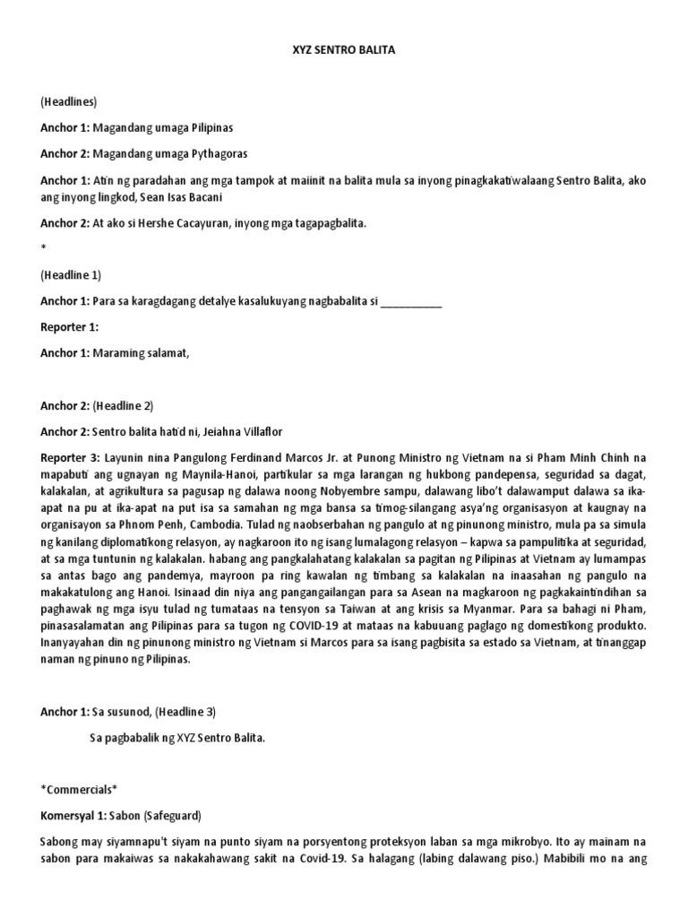 Xyz Sentro Balita | PDF