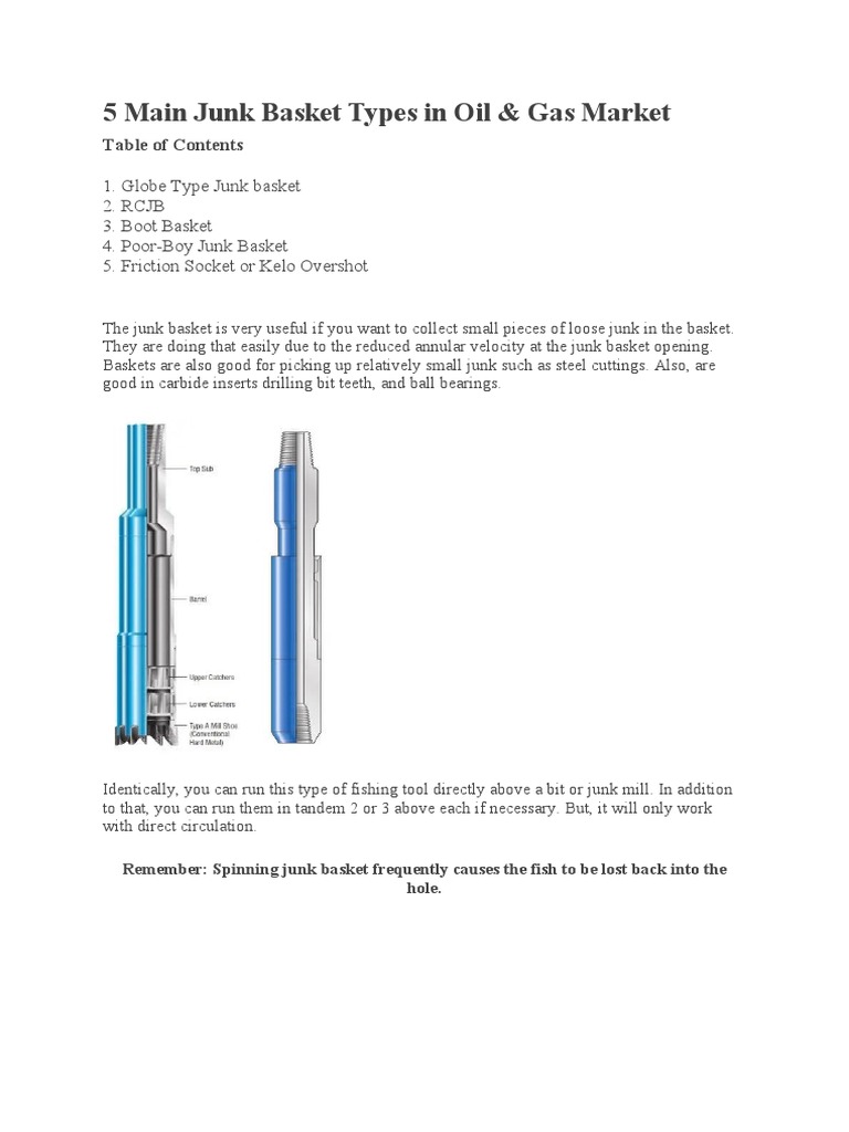 5 Main Junk Basket Types | PDF | Pump | Pipe (Fluid Conveyance)