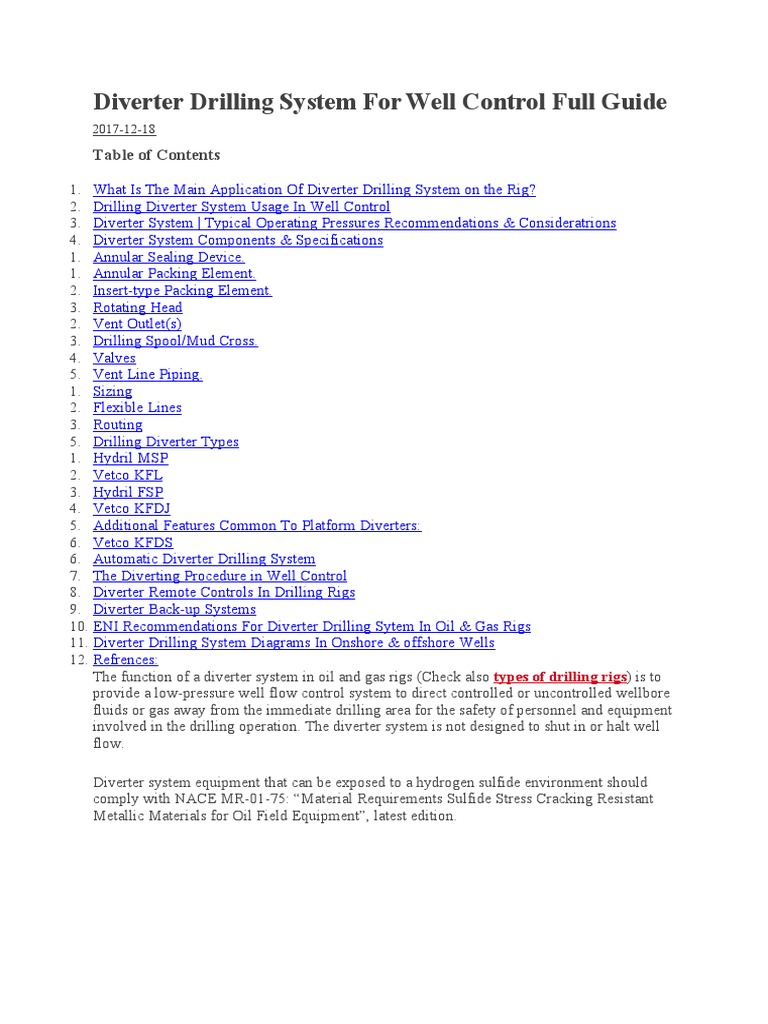Diverter Drilling System For Well Control Full Guide | PDF | Valve | Oil Well