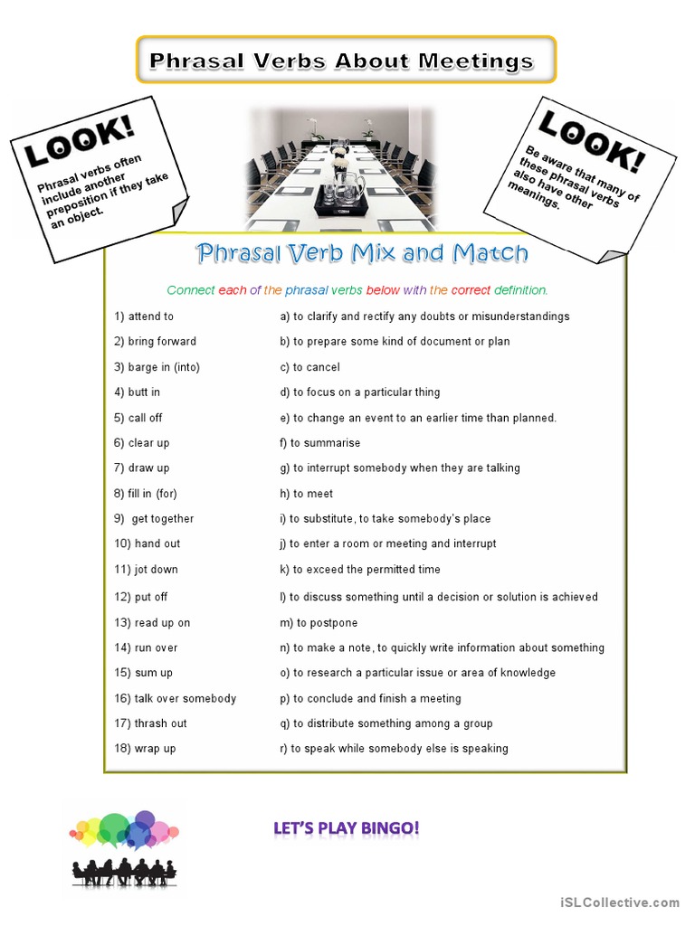 Phrasal Verbs for Meeting Management | PDF