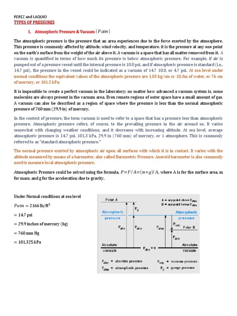 Atmospheric, Gage, and Absolute Pressure | PDF | Pressure Measurement ...