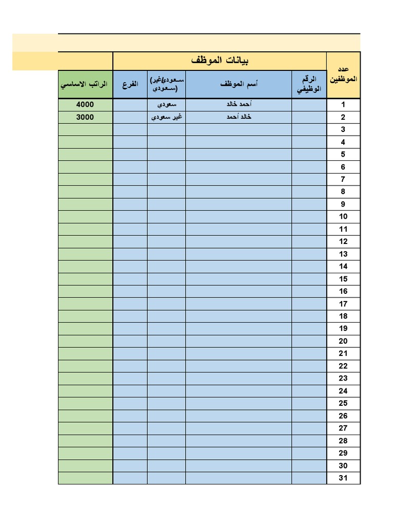مسير رواتب الموظفين Pdf