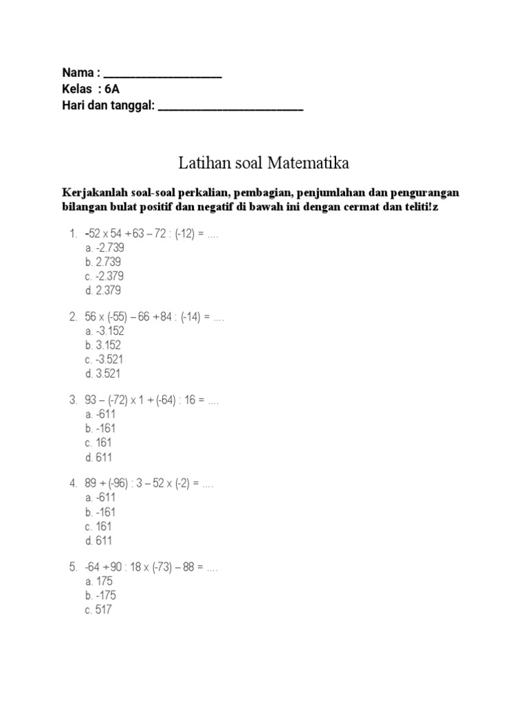 Latihan Soal Matematika | PDF