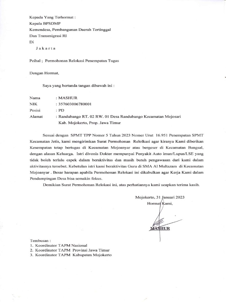 Surat Relokasi | PDF