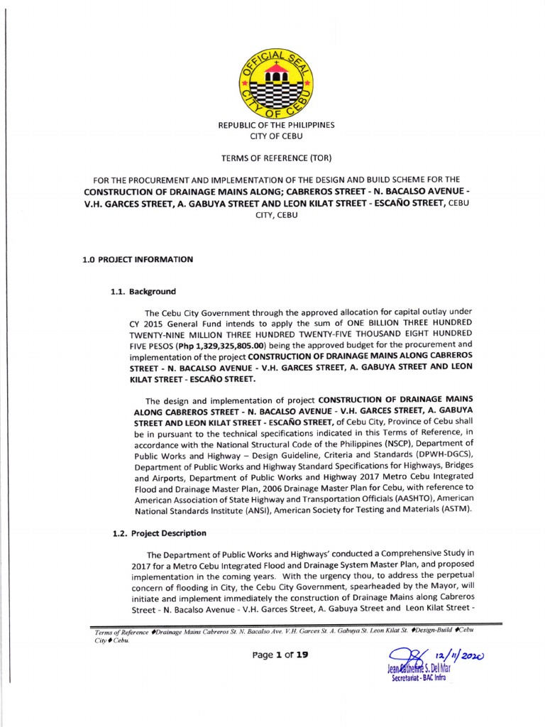 Annex A Terms of Reference TOR | PDF | Road | Road Surface