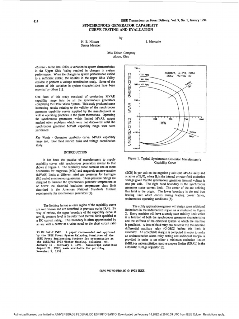 Synchronous Generator Capability Curve Testing and Evaluation | PDF ...