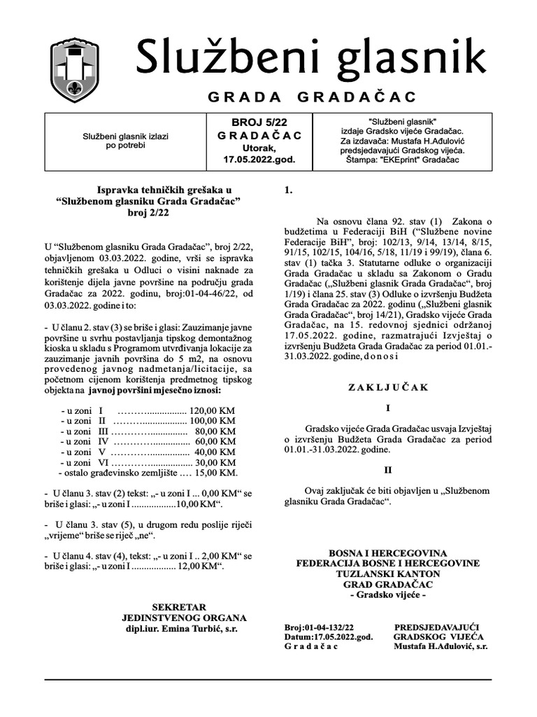Sluzbeni Glasnik 05-2022 | PDF