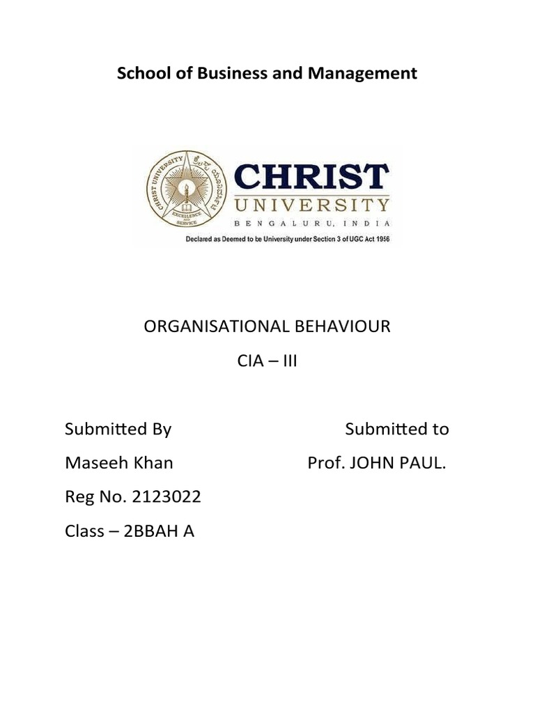 OB Report | PDF | Employment | Organizational Behavior