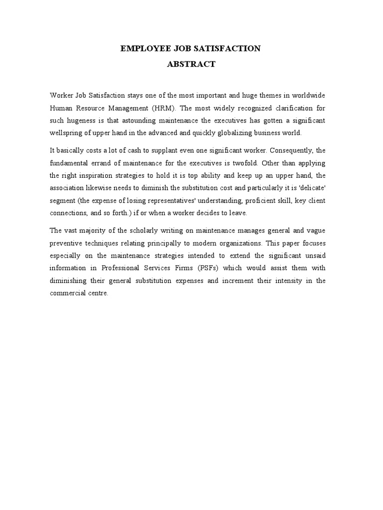 EMPLOYEE JOB SATISFACTION Abstract and Index | PDF | Career & Growth ...
