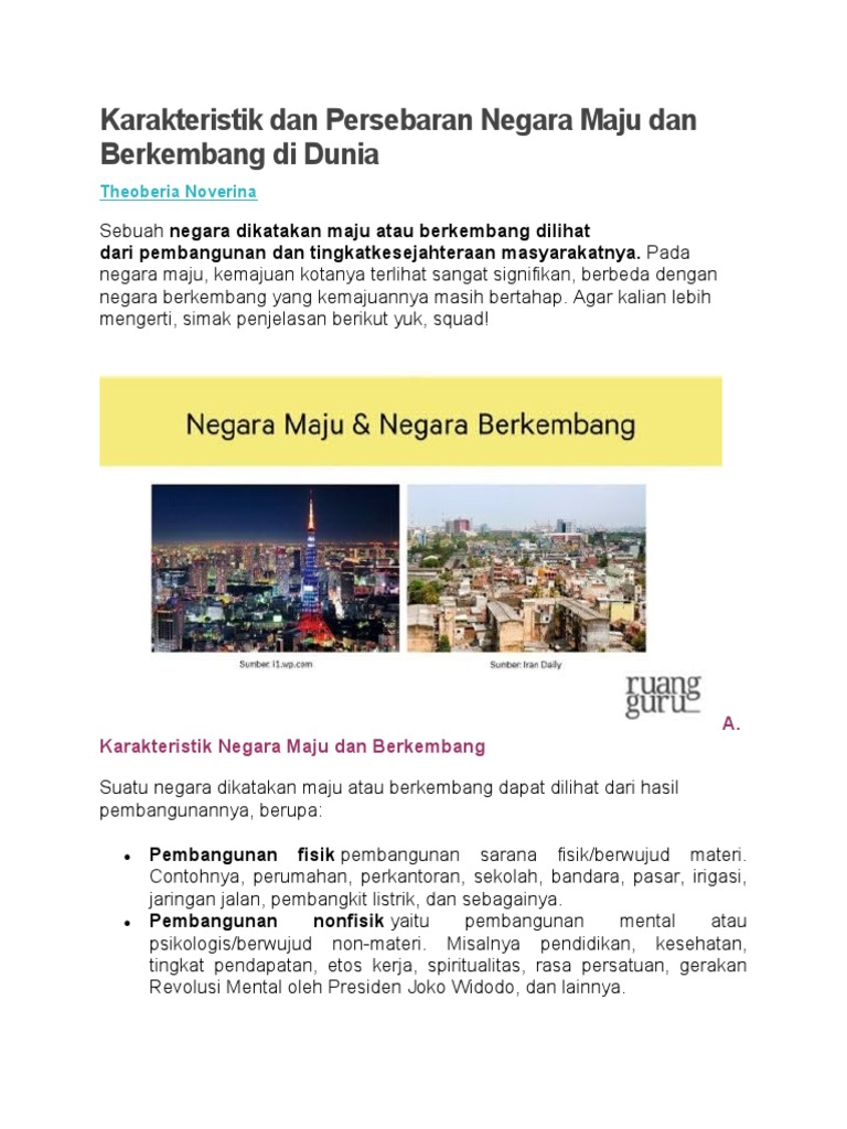 Karakteristik Dan Persebaran Negara Maju Dan Berkembang Di Dunia | PDF