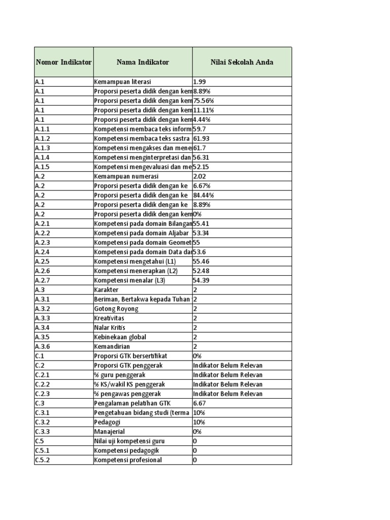 Laporan Rapor Pendidikan SMP PLUS INTAN AL SALI 70003597 | PDF