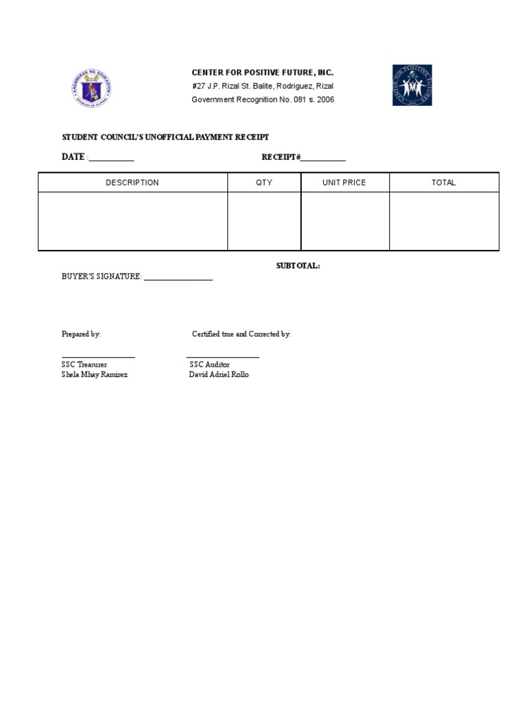 Unofficial Receipt | PDF
