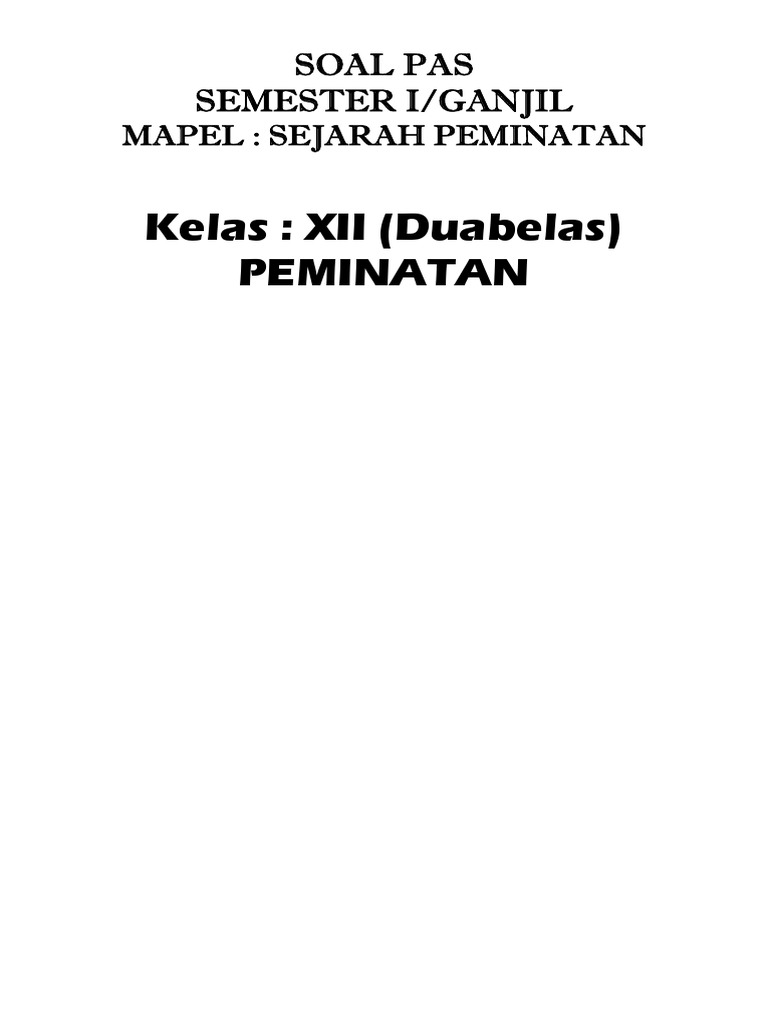 SOAL PAS SEMESTER I GANJIL Kelas XII Dua | PDF