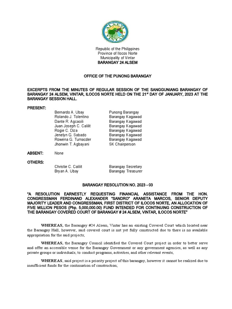 Resolution No. 03 2023 of Covered Court | PDF | Philippines | Government