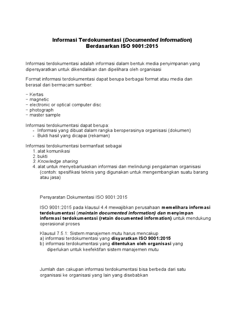 Dokumen Wajib ISO 9001-2015 | PDF