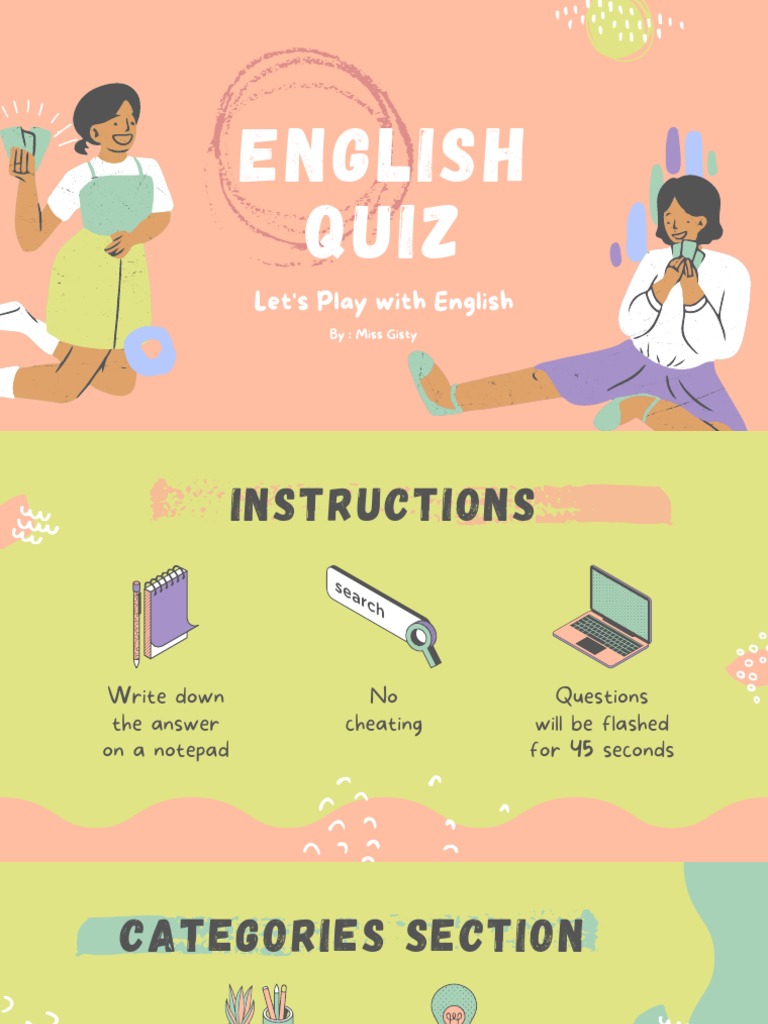 Playful English Quiz Presentation 1 | PDF | Language Arts & Discipline