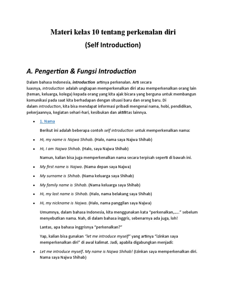 Materi Ajar Introduction Kelas 10 | PDF