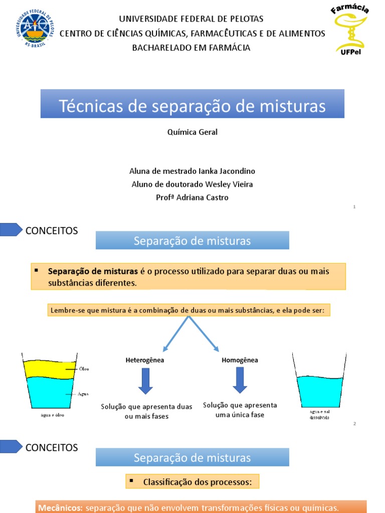 Técnicas de Separação de Misturas | PDF | Mistura | Substancias químicas