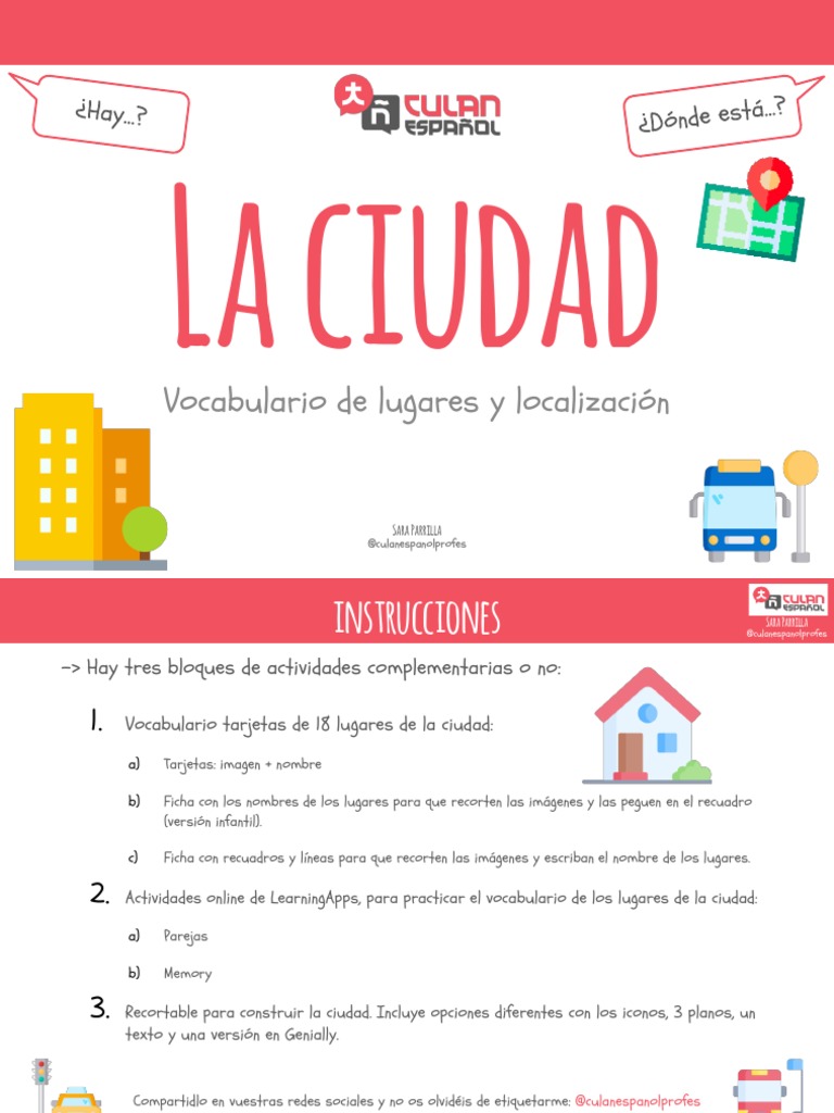 Vocabulario y Actividades de la Ciudad | PDF