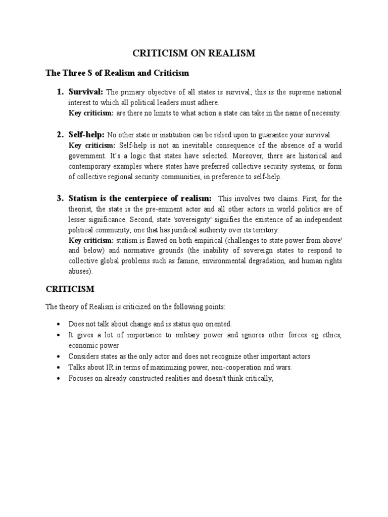 Criticism On Realism | PDF