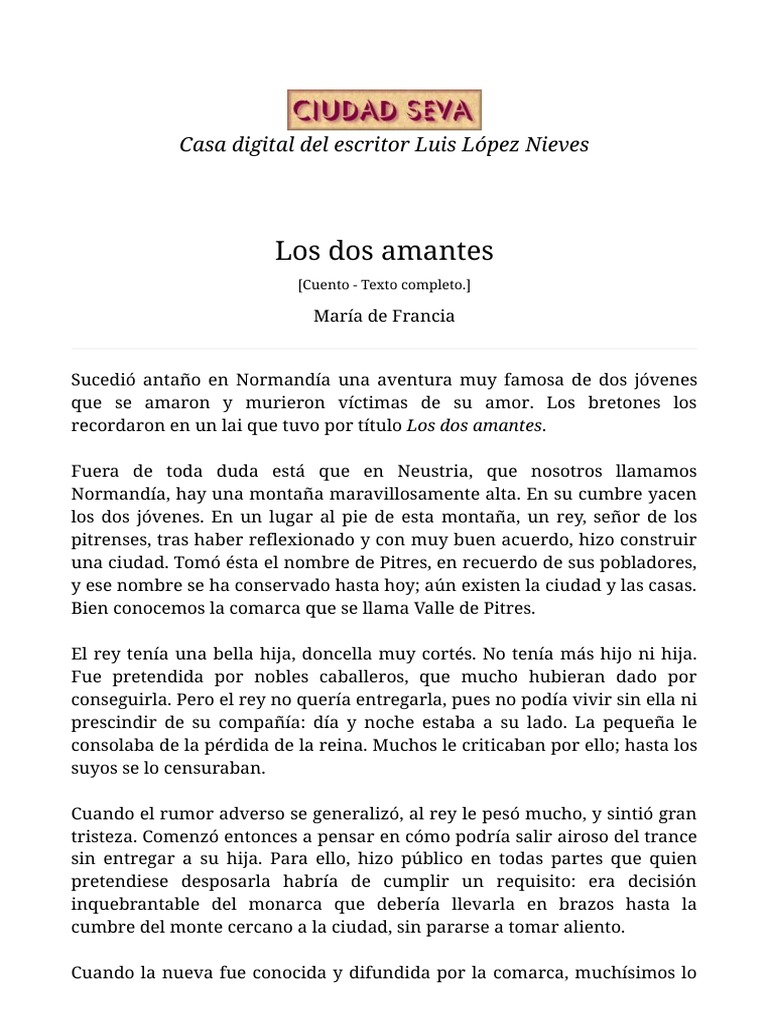 La leyenda de los dos amantes | PDF | Amor