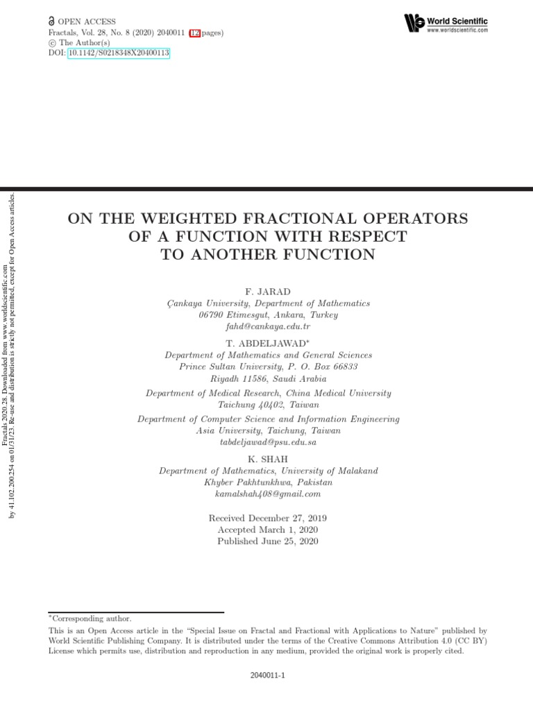 On The Weighted Fractional Operators of A Function With Respect To Another Function | PDF ...