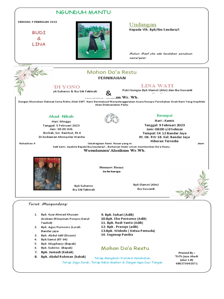 Contoh Undangan Pernikahan | PDF