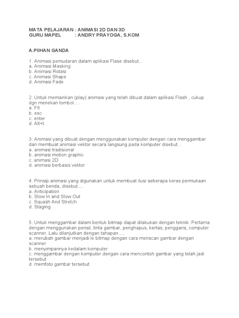 Pas Animasi 2d Dan 3d | PDF