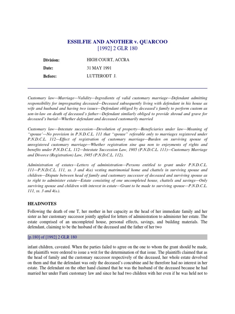 Validity of Customary Marriage in Ghana | PDF | Marriage | Wife