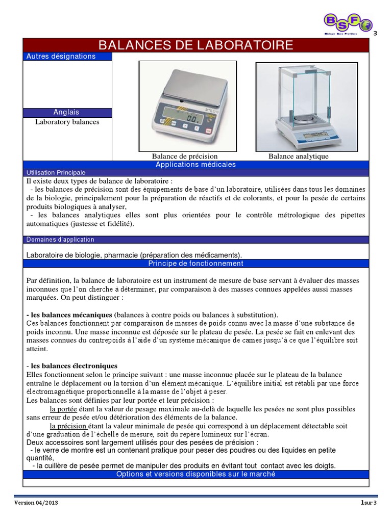 Balances de laboratoire : types et usages | PDF | Balance (instrument ...