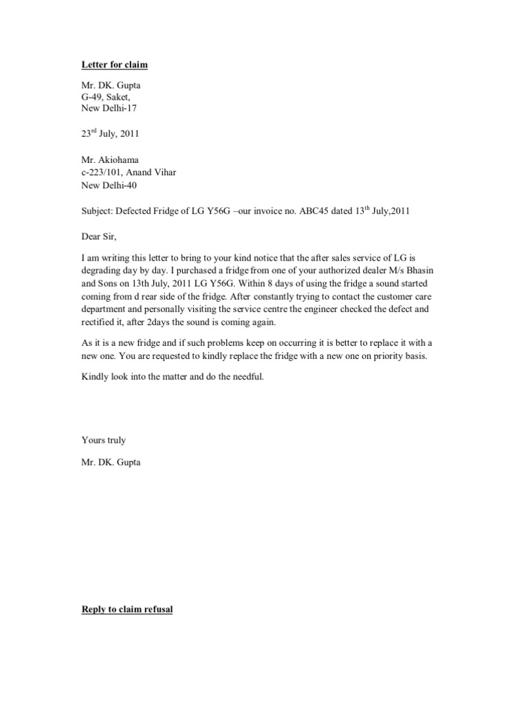 Claim Letters | PDF