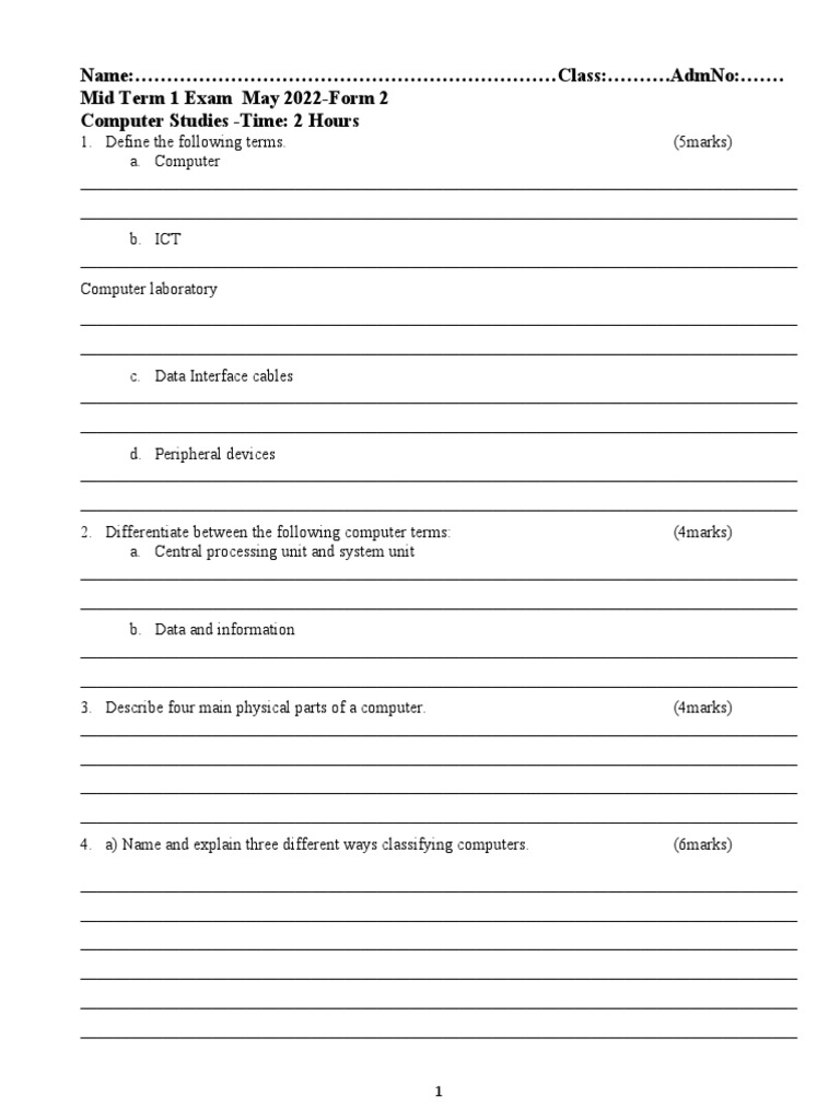 Computer Studies F2 QS | Download Free PDF | Information Technology | Computer Science